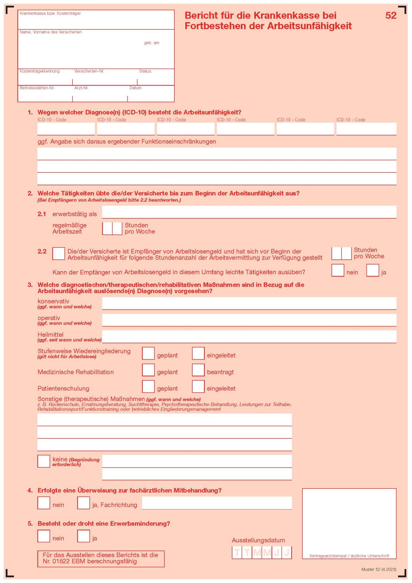 Muster 20 - Wiedereingliederungsplan