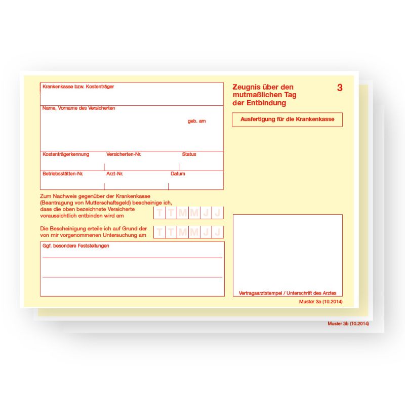 Muster 65 - Ärztliches Attest Kind